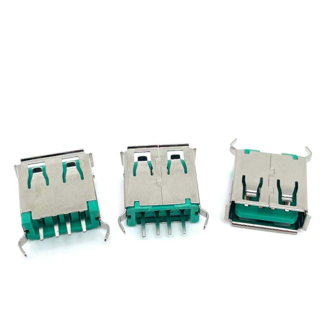 USB A母镀金 AF180度弯脚 直插13.7长 USB母座接口-搜了网