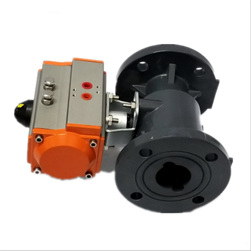 Q641F-10S GT执行器 耐腐蚀气动UPVC塑料法兰球阀 气动PVC球阀-搜了网