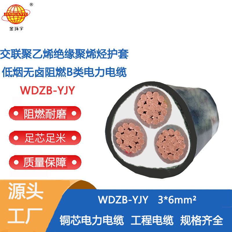 金环宇电缆 b级阻燃低烟无卤电缆 WDZB-YJY 3X6 深圳厂家