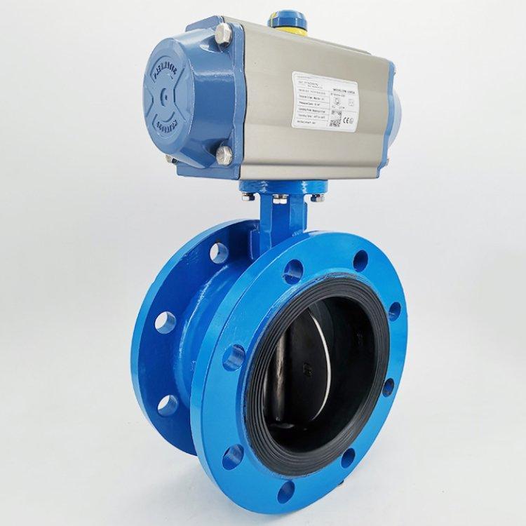 气动耐腐蚀法兰蝶阀D641X J-10 16Q不锈钢碳钢法兰蝶阀 气动衬橡胶软密封法兰蝶阀-搜了网